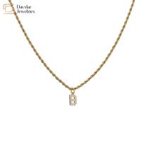 China Stainless Steel Twisted Chain Initial Letter Alphabet Pendant Necklace 18mm for sale