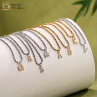 China Stainless Steel Twisted Chain Initial Letter Alphabet Pendant Necklace 18mm for sale