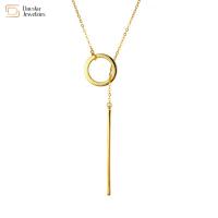 China Stainless Steel Disc Bar Pendant Lariat Y Choker Necklace for Women Adjustable 18 Inch for sale