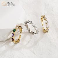 China 18k Gold Plated Brass Adjustable Pear Shaped Crystal Zircon Engagement Ring 2-8mm for sale