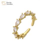 China 18k Gold Plated Brass Adjustable Pear Shaped Crystal Zircon Engagement Ring 2-8mm for sale