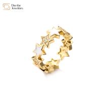China Gold Plated Zircon Star Ring Colorful Enamel Pentagram Adjustable Open Ring for Women for sale