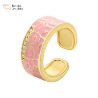 China Adjustable Enamel Gold Plated Wide Band Rings Brass Colorful Dripping Oil Rings for Women Men for sale