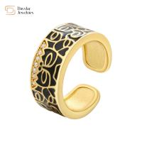 China Adjustable Enamel Gold Plated Wide Band Rings Brass Colorful Dripping Oil Rings for Women Men for sale