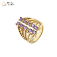 China 14K Gold Plated Adjustable Zircon Ring Row Diamond Crystal Ring for Women Men 18K for sale