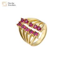 China 14K Gold Plated Adjustable Zircon Ring Row Diamond Crystal Ring for Women Men 18K for sale