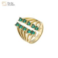 China 14K Gold Plated Adjustable Zircon Ring Row Diamond Crystal Ring for Women Men 18K for sale