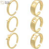 China 14k Plated Gold Couple Rings Butterfly Lightning Plane Adjustable Opening Rings for sale