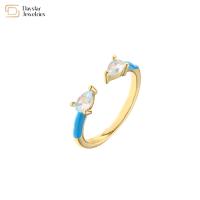 China 18k Gold Plated Adjustable Cubic Zirconia Water Drop Ring for Women for sale