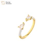 China 18k Gold Plated Adjustable Cubic Zirconia Water Drop Ring for Women for sale
