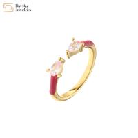 China 18k Gold Plated Adjustable Cubic Zirconia Water Drop Ring for Women for sale