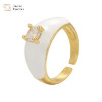 China Gold Plated Adjustable Enamel Zircon Chunky Rings Colorful Summer Jewelry Brass 18mm for sale