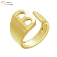 China Gold Plated Adjustable Initial Letter Ring Custom Alphabet Chunky Jewelry for sale