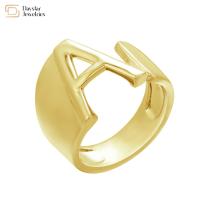 China Gold Plated Adjustable Initial Letter Ring Custom Alphabet Chunky Jewelry for sale