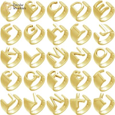 China Gold Plated Adjustable Initial Letter Ring Custom Alphabet Chunky Jewelry for sale