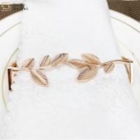 China Gold Metal Leaf Napkin Rings 2 Inch Table Napkin Holders for Wedding Party Dinner Decoration for sale