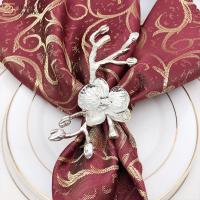China Metal Plum Blossom Flower Napkin Rings For Dining Table Decor for sale