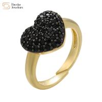 China 18k Gold Plated Heart Diamond Rings Opening Adjustable Colorful Zircon for sale