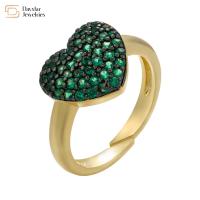 China 18k Gold Plated Heart Diamond Rings Opening Adjustable Colorful Zircon for sale