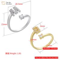 China 18k Gold Plated Adjustable Diamond Letter Rings A-Z Zircon Alphabet Statement Jewelry for sale