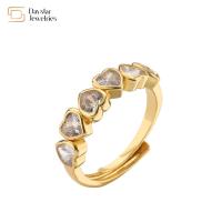 China 18k Gold Plated Heart Zircon Ring Adjustable Open Sweet Love Ring for Women Men Engagement for sale