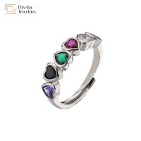 China 18k Gold Plated Heart Zircon Ring Adjustable Open Sweet Love Ring for Women Men Engagement for sale