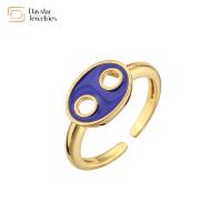 China 18k Gold Plated Enamel Pig Nose Ring Adjustable Open Ring for Women Girls Jewelry for sale