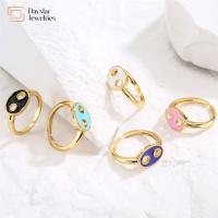 China 18k Gold Plated Enamel Pig Nose Ring Adjustable Open Ring for Women Girls Jewelry for sale