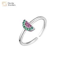 China 18K Gold Plated Adjustable Watermelon Fruit Ring with Cubic Zirconia for Women for sale