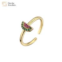 China 18K Gold Plated Adjustable Watermelon Fruit Ring with Cubic Zirconia for Women for sale