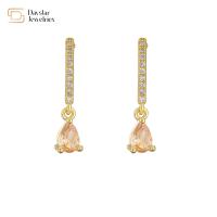 China 18k Gold Plated Water Drop Cubic Zircon Crystal Pendant Stud Earrings 2 Colors for sale