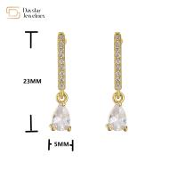 China 18k Gold Plated Water Drop Cubic Zircon Crystal Pendant Stud Earrings 2 Colors for sale