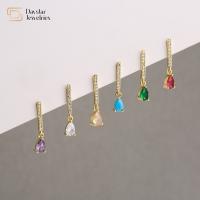 China 18k Gold Plated Water Drop Cubic Zircon Crystal Pendant Stud Earrings 2 Colors for sale