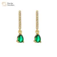 China 18k Gold Plated Water Drop Cubic Zircon Crystal Pendant Stud Earrings 2 Colors for sale