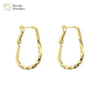 China 18k Gold Plated Geometric Rhinestone Diamond Huggie Hoop Earrings Brass 20mm for sale