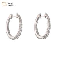 China 18k Gold Plated Geometric Rhinestone Diamond Huggie Hoop Earrings Brass 20mm for sale