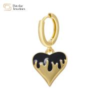 China 14k Gold Plated Drop Earrings Colorful Enamel Heart Pendant Hoop Earrings for Women for sale