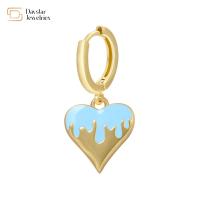 China 14k Gold Plated Drop Earrings Colorful Enamel Heart Pendant Hoop Earrings for Women for sale