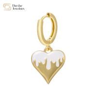 China 14k Gold Plated Drop Earrings Colorful Enamel Heart Pendant Hoop Earrings for Women for sale