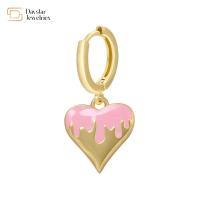 China 14k Gold Plated Drop Earrings Colorful Enamel Heart Pendant Hoop Earrings for Women for sale