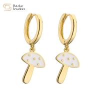 China 18k Gold Plated Brass Enamel Elephant Bear Mushroom Charm Hoop Earrings Cute Colorful Pendant Jewelry for sale