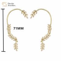 China 18k Gold Plated Leaf Heart Cubic Zirconia Ear Hook Earrings for Women for sale