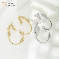 China 18k Gold Plated Leaf Heart Cubic Zirconia Ear Hook Earrings for Women for sale