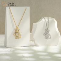 China 18k Gold Plated Diamond Zircon Dainty Bear Pendant Necklace Brass Jewelry for Women for sale