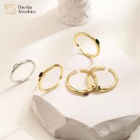 China Adjustable Gold Plated Marquise Zircon Ring Stackable Size 6-9 for Women Men for sale