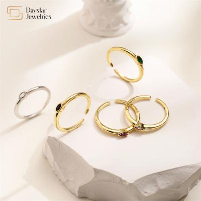 China Adjustable Gold Plated Marquise Zircon Ring Stackable Size 6-9 for Women Men for sale
