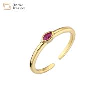 China Adjustable Gold Plated Marquise Zircon Ring Stackable Size 6-9 for Women Men for sale