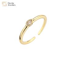 China Adjustable Gold Plated Marquise Zircon Ring Stackable Size 6-9 for Women Men for sale