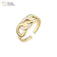 China 18k Gold Plated Colorful Enamel Adjustable Cuban Link Ring for Women Men Brass Jewelry for sale