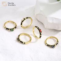 China Adjustable Open Black Enamel Rings , Gold Plated Baguette Diamond Rings for sale
